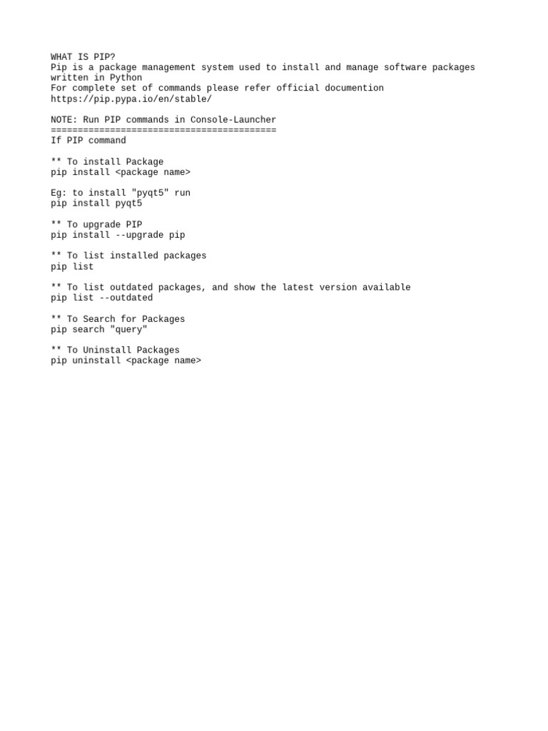 how to use PIP | PDF how to use PIP | PDF