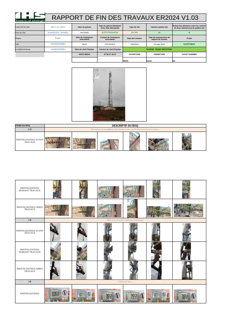 Rapport Fin de Travaux Er2024 v1.03 Kokrenou Mairie Ihs Lac 091o | PDF