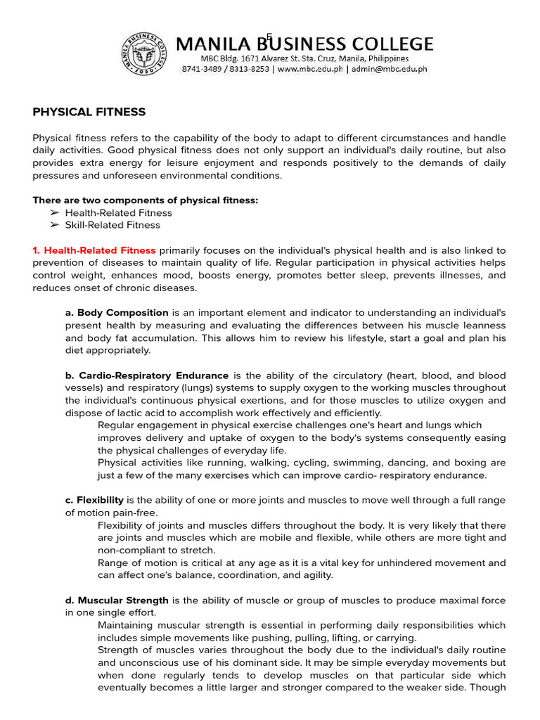 Physical Fitness | PDF