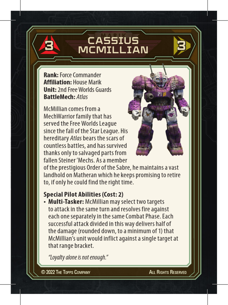 AS Box Set MechWarrior Cards 2022 REV p12 | PDF