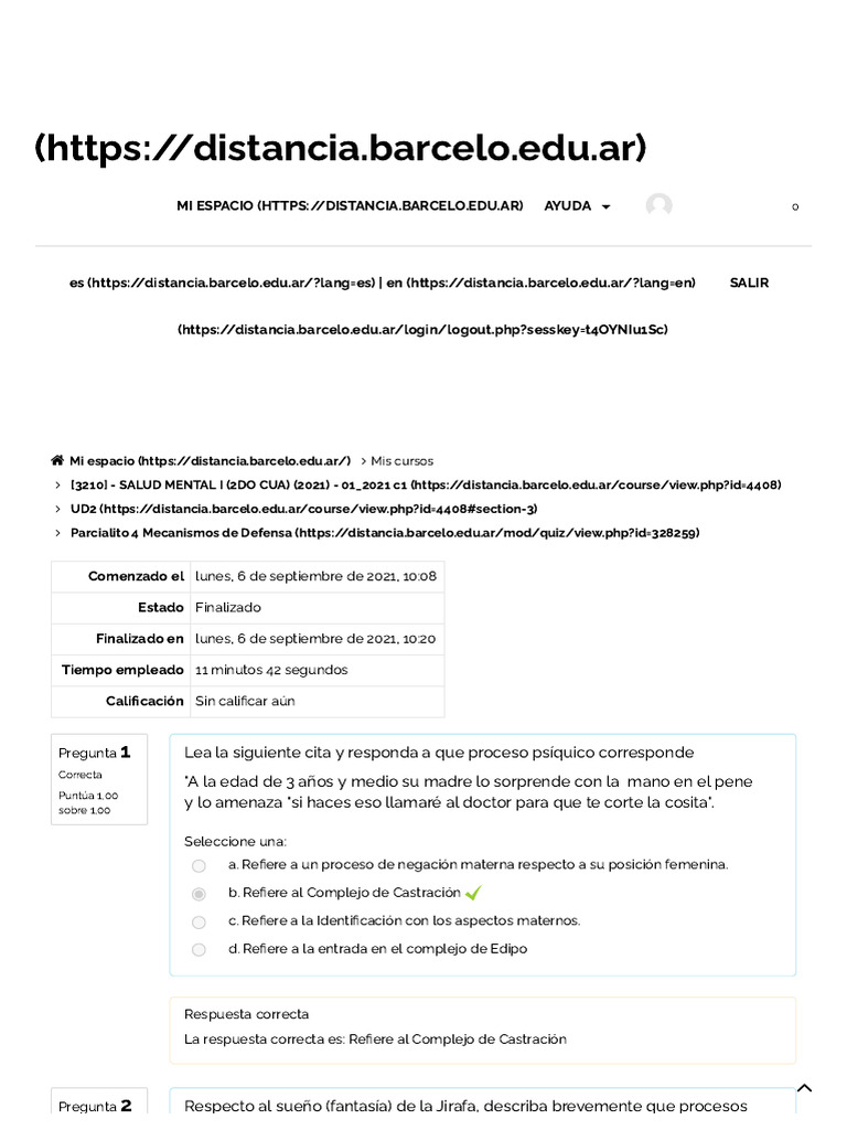 Parcialito 4 Mecanismos de Defensa | PDF