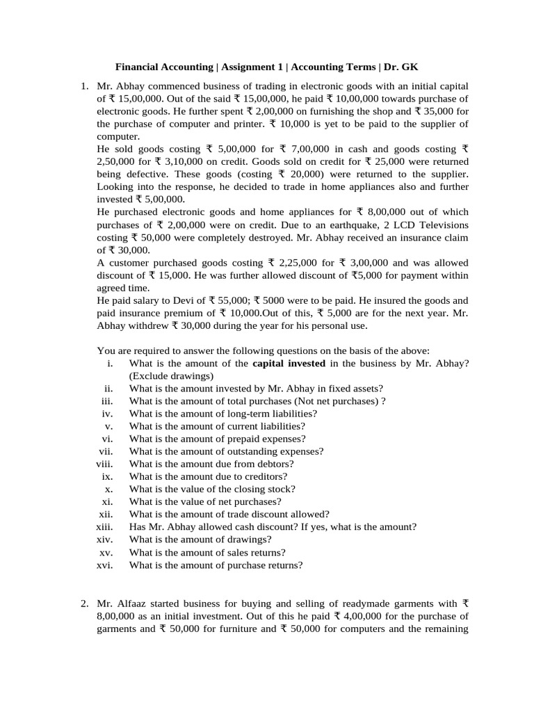 FA - Assignment 1 | PDF