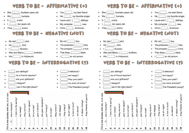 Verb To Be Affirmative Negative Questions ARE IS AM | PDF