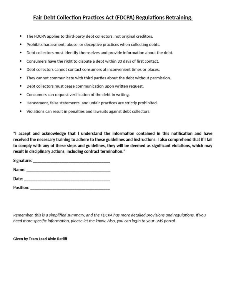 FDCPA Retraining | PDF