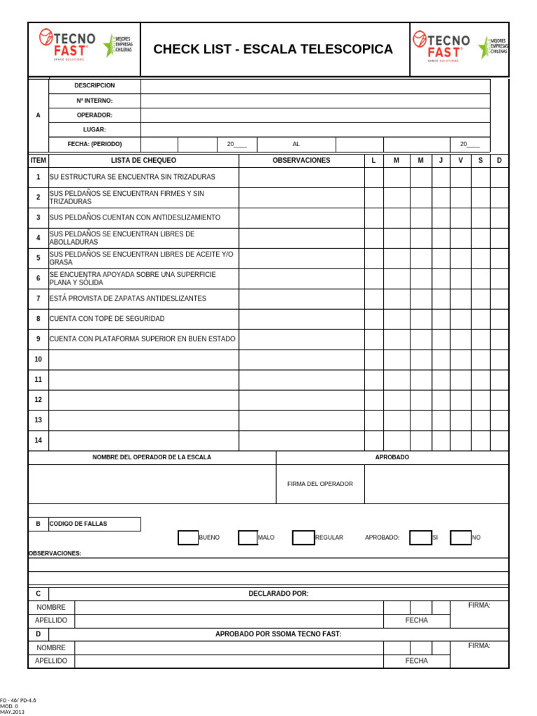 Fo-46 - pd-4.6 - Check - List - ESCALA DE TIJERA | PDF
