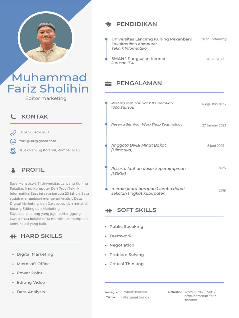 CV Resume Muhammad Fariz Sholihin | PDF