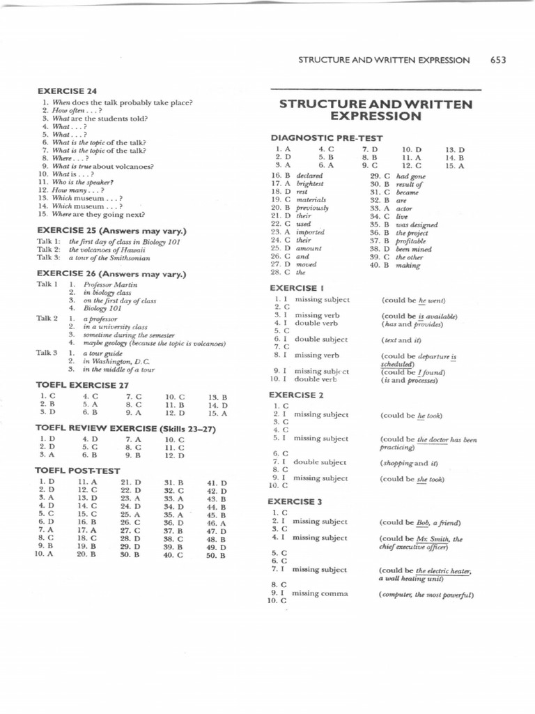 Answer Longman Preparation Course For The TOEFL Test The Paper Test | PDF