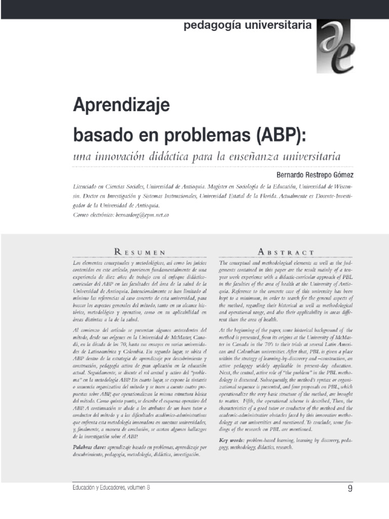 Aprendizaje Basado en Problemas Abp | PDF