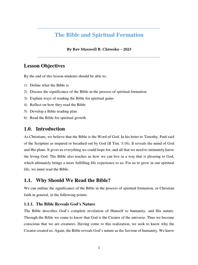 The Bible and Spiritual Formation | PDF