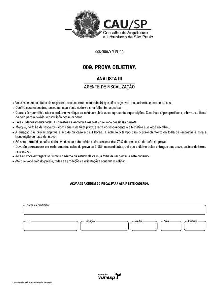 Prova Concurso Cau | PDF