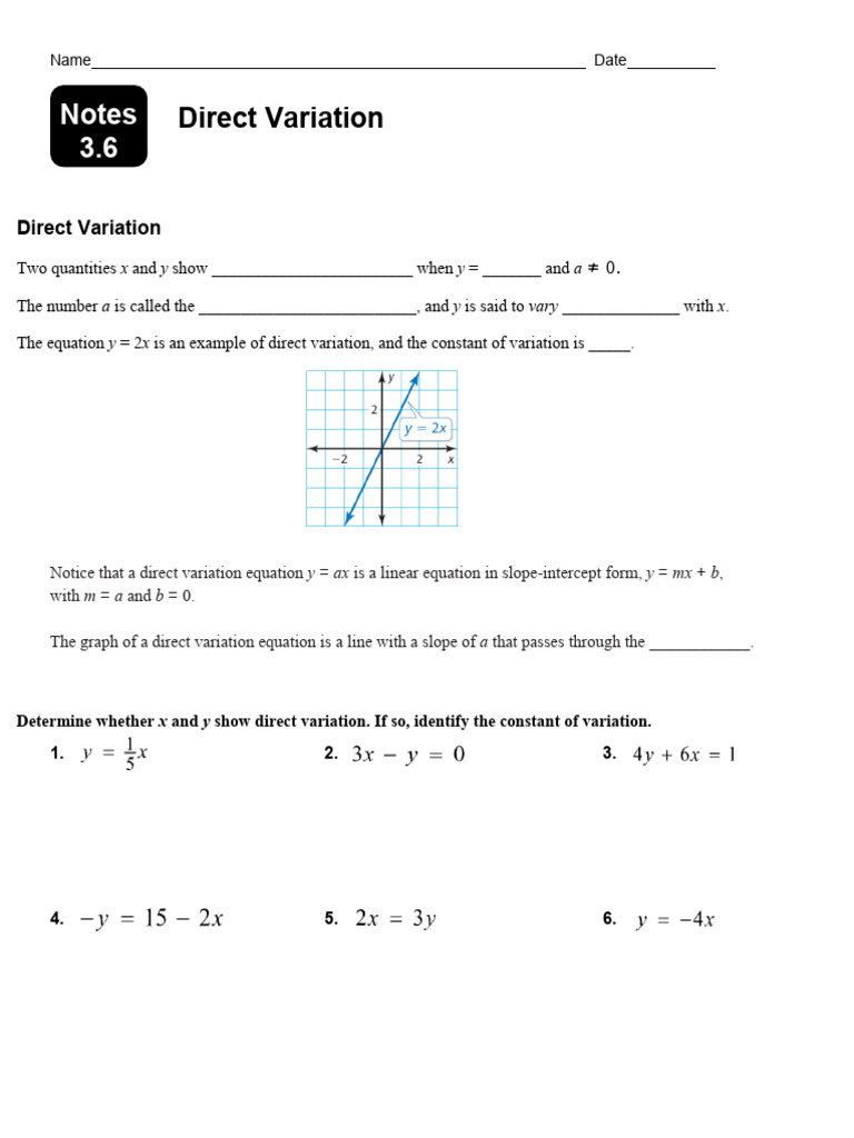 3 6+Notes+-+Direct+Variation | PDF