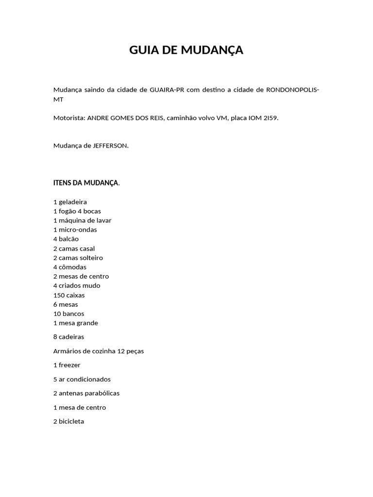 Guia de Mudanã - A VM Andre | PDF