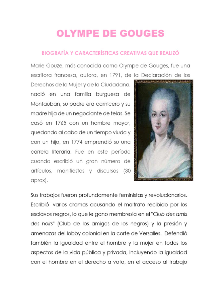 Olympe de Gouges | PDF | Derechos humanos | Clásicos
