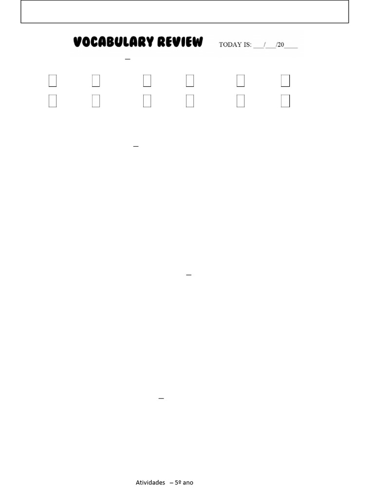 ATIVIDADE 1 - 5ºANO - Vocabulary Review | PDF