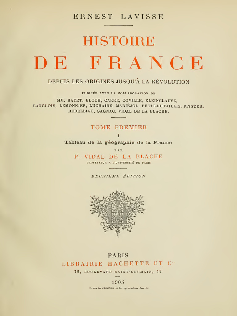 VIDAL de La Blache - 1903 - Tableau - Personnalite Geographique de La ...