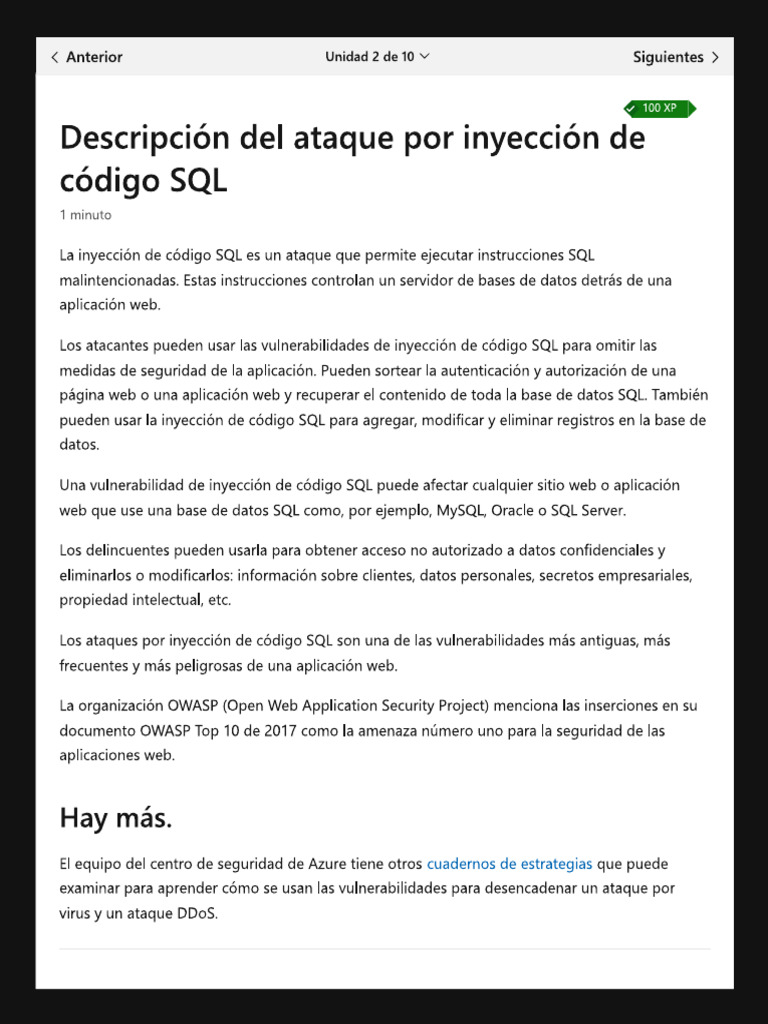 Descripción Del Ataque Por Inyección de Código SQL | PDF