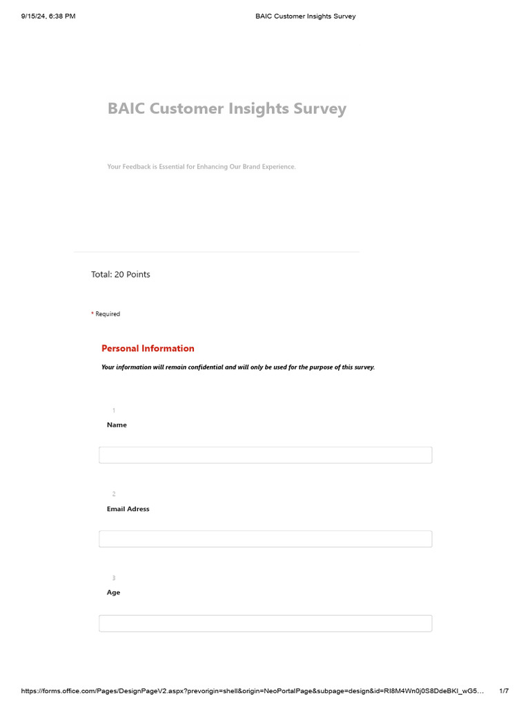 BAIC Customer Insights Survey-ST109456 | PDF
