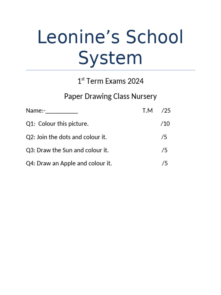 Paper Drawing Class Nursery | PDF