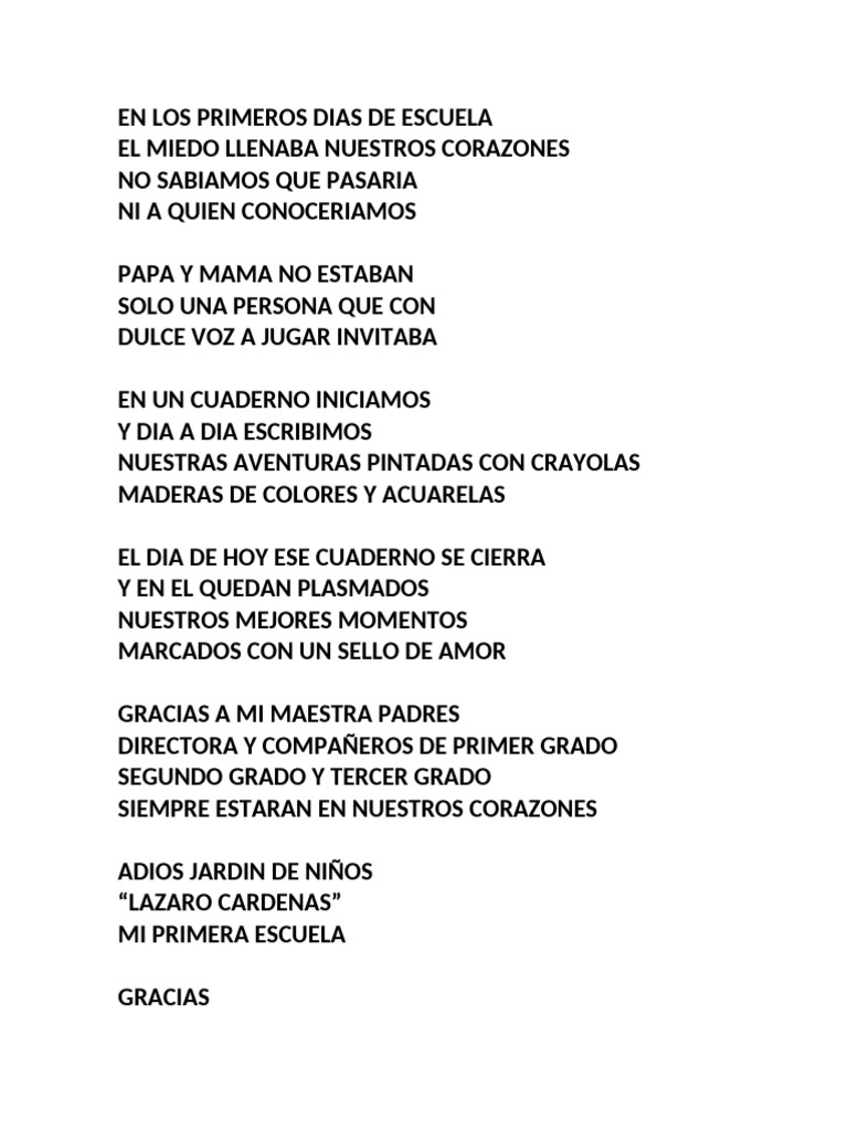 En Los Primeros Dias de Escuela | PDF