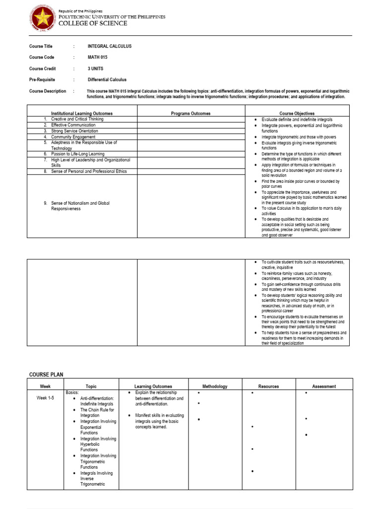 Obe Math 015 Integral Calculus | PDF