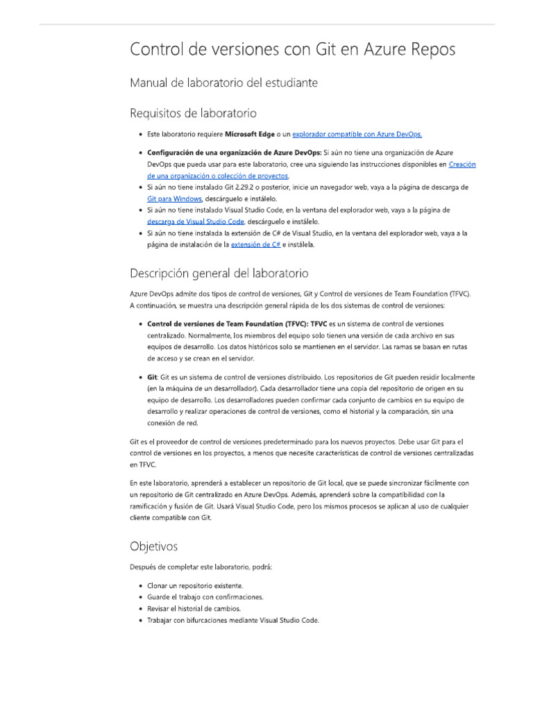 Control de Versiones Con Git en Azure Repos | PDF