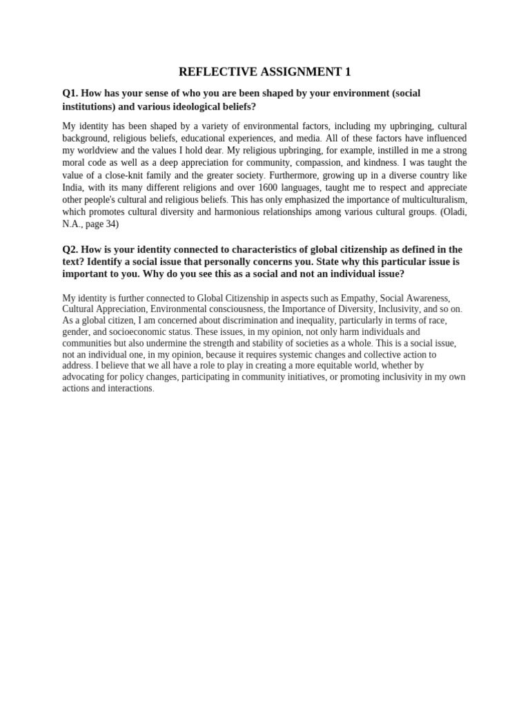 REFLECTIVE ASSIGNMENT 1 - Entrepreneurial Process | PDF