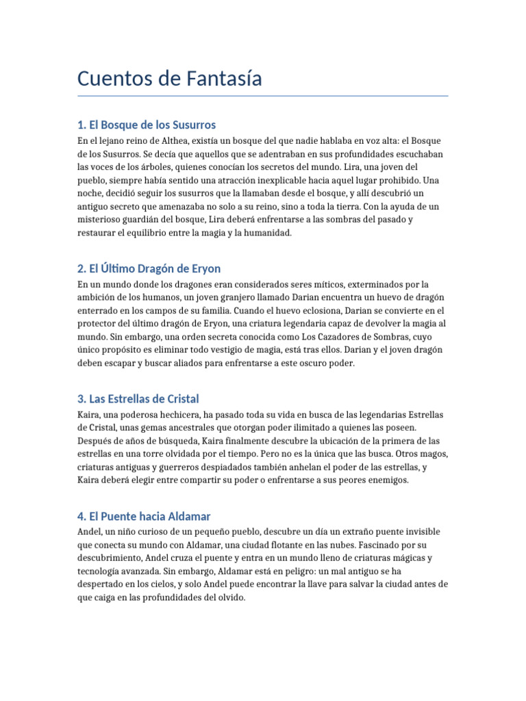Cuentos de Fantasia | PDF | Continuar | Historia