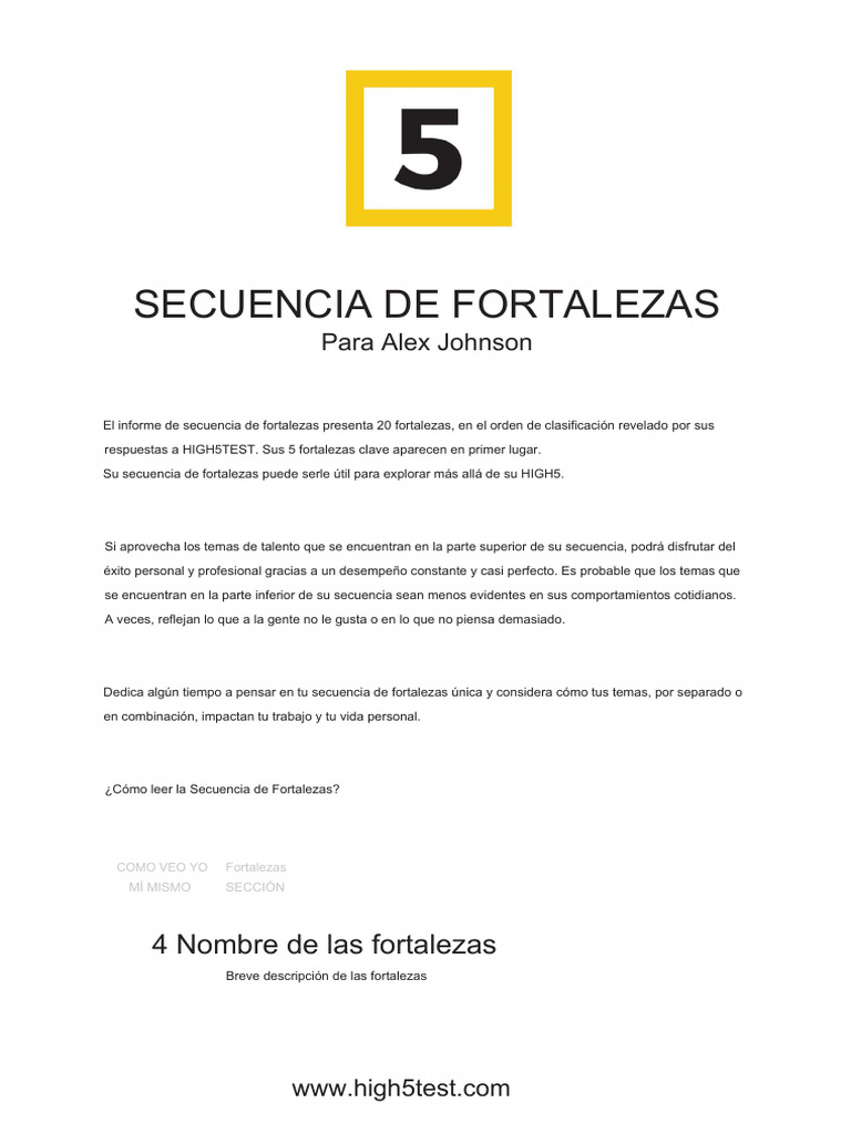 HIGH5-Strengths-Sequence-Sample (Spanish) | PDF