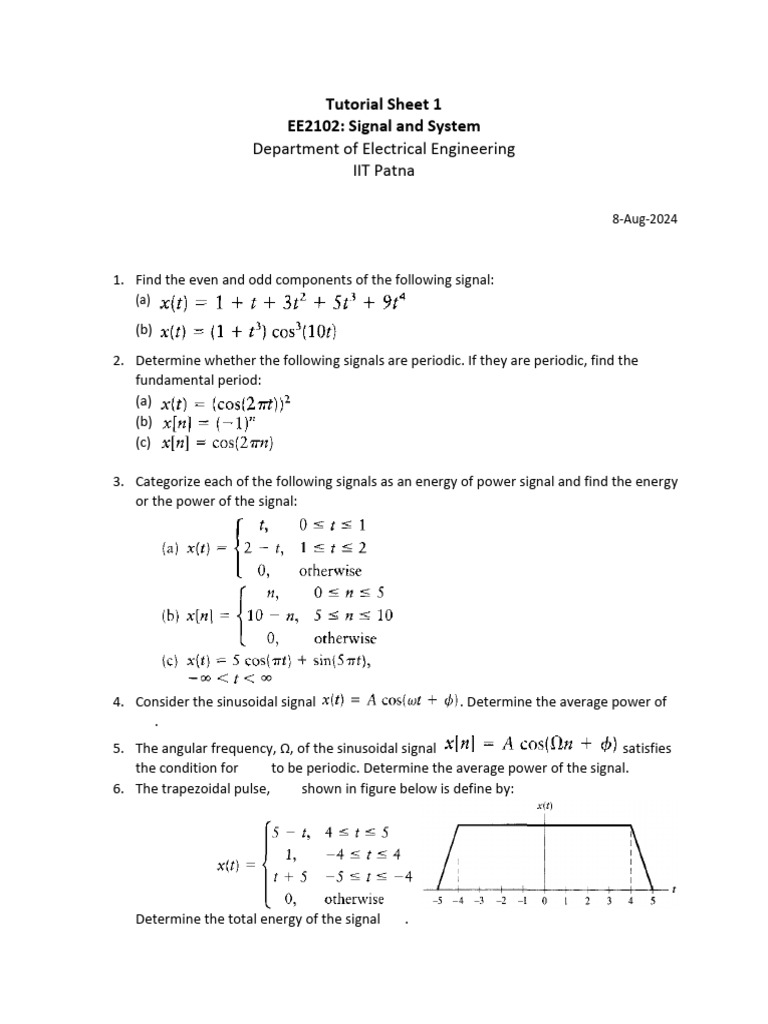 EC2102-Tutorial Sheet 1 | PDF
