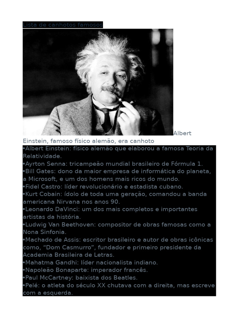 Dia Do Canhoto e Famosos Canhotos | PDF