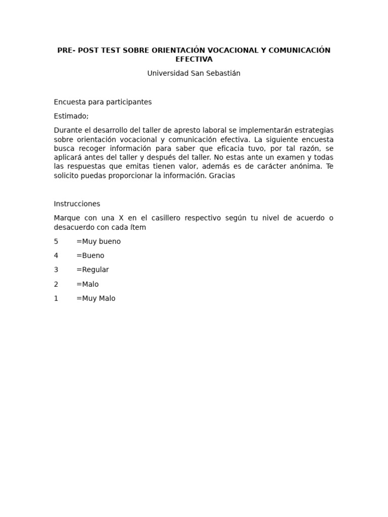 PRE Test y Post Test | PDF