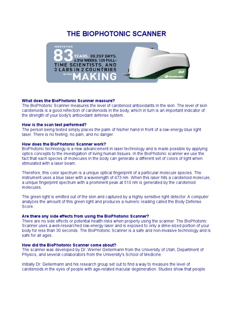 Biophotonic Scanner Frequently Asked Questions | PDF | Carotenoid ...