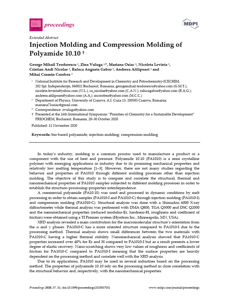 Injection Molding and Compression Moldin | PDF