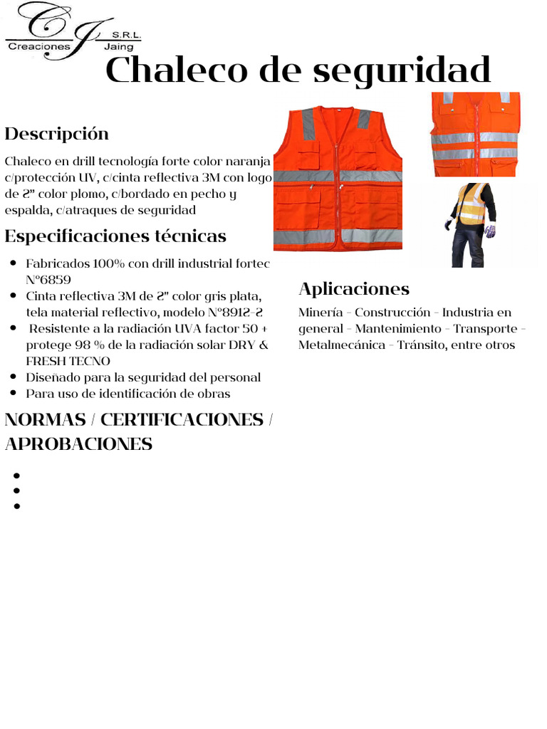 Ficha Técnica - Chaleco | PDF