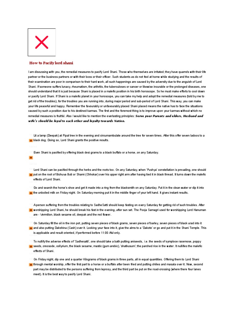 How To Pacify Lord Shani | PDF | Religion And Belief | Foods