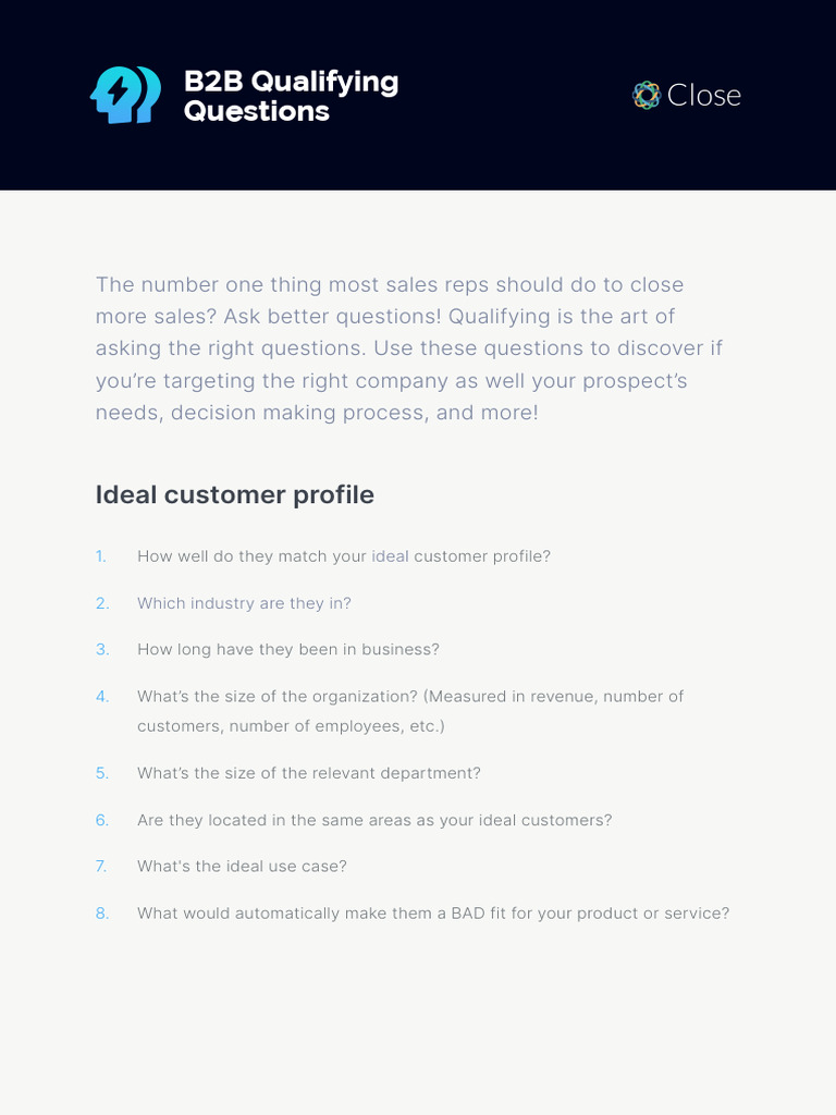B2B Qualifying Questions | PDF