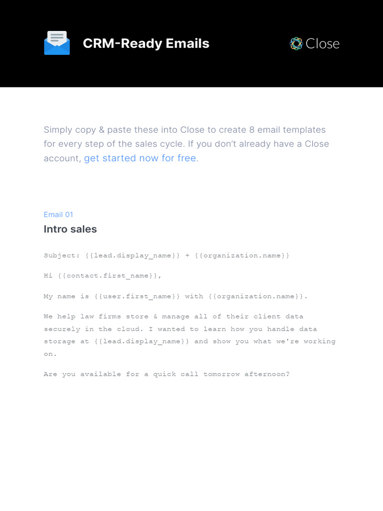 CRM Ready Email Templates | PDF