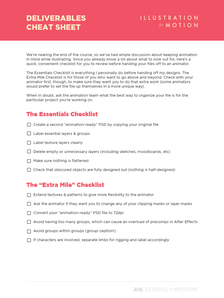 Deliverables Cheat Sheet | PDF