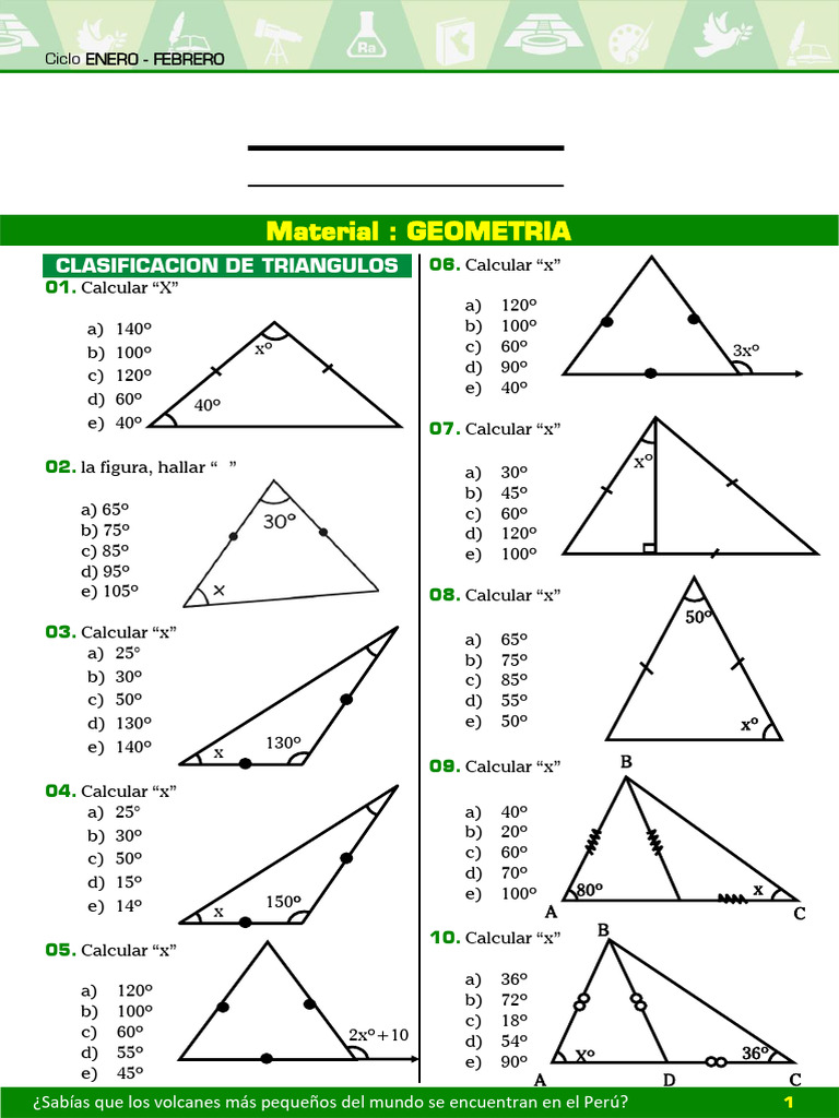 MATECERO - 05 - GEO (Clasificacion de Triangulos) 123 | PDF