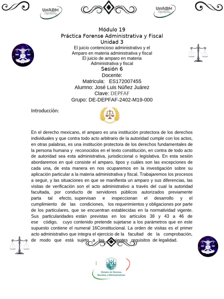 Módulo 19 Práctica Forense Administrativa y Fiscal Unidad 3 | PDF