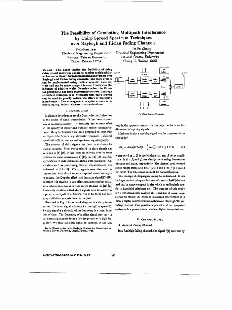 The Feasibility of Combating Multipath Interference by Chirp SPR | PDF
