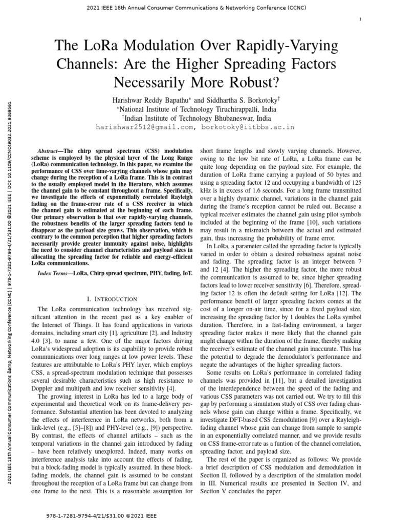 The LoRa Modulation Over Rapidly | PDF