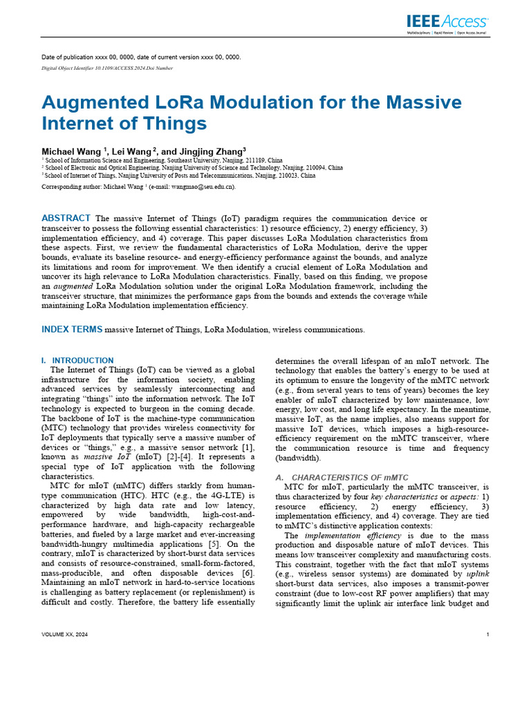 Augmented LoRa Modulation For The Massive Internet of Things | PDF