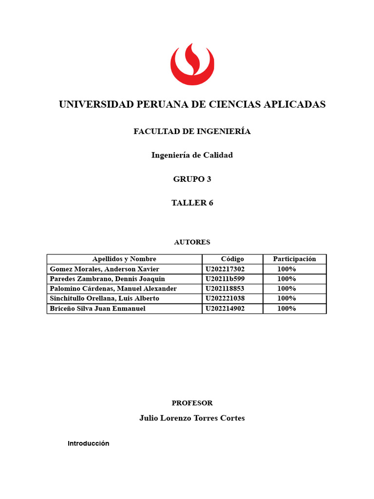 Taller 6 - Calidad - Grupo 3 | PDF