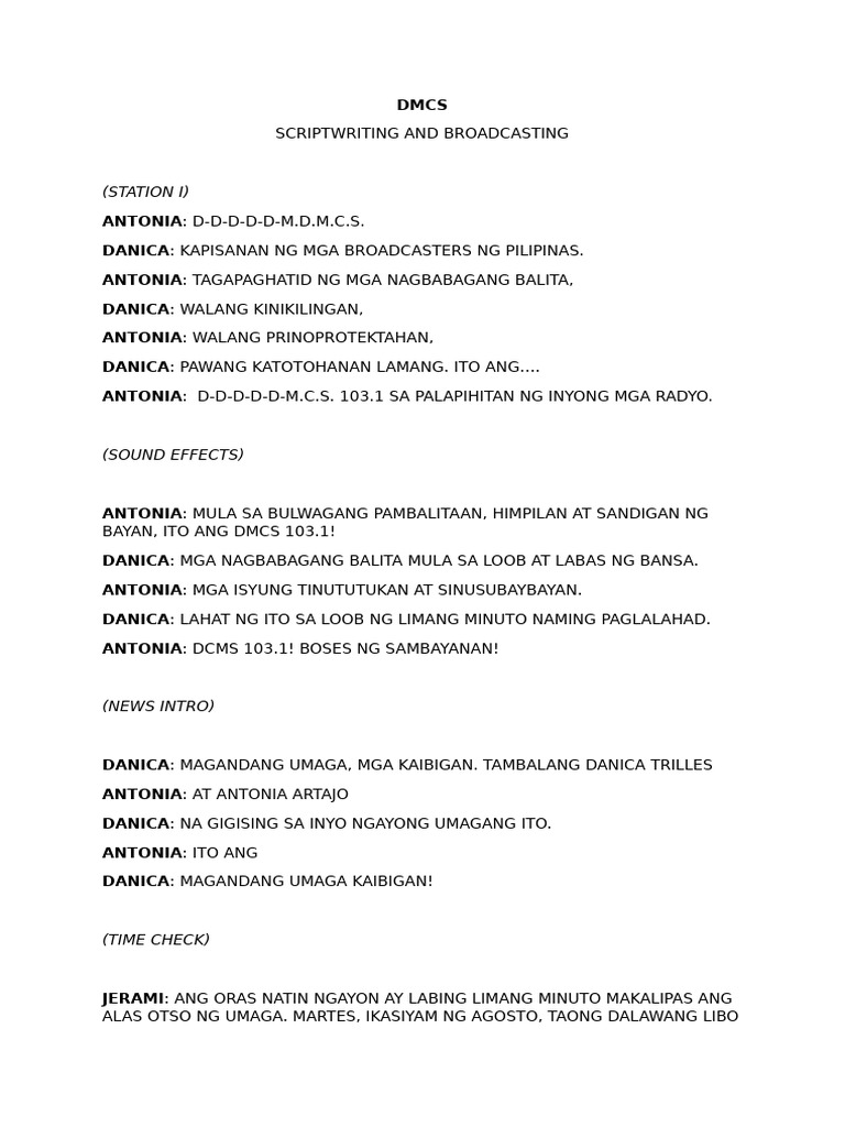 Broadcasting Script | PDF