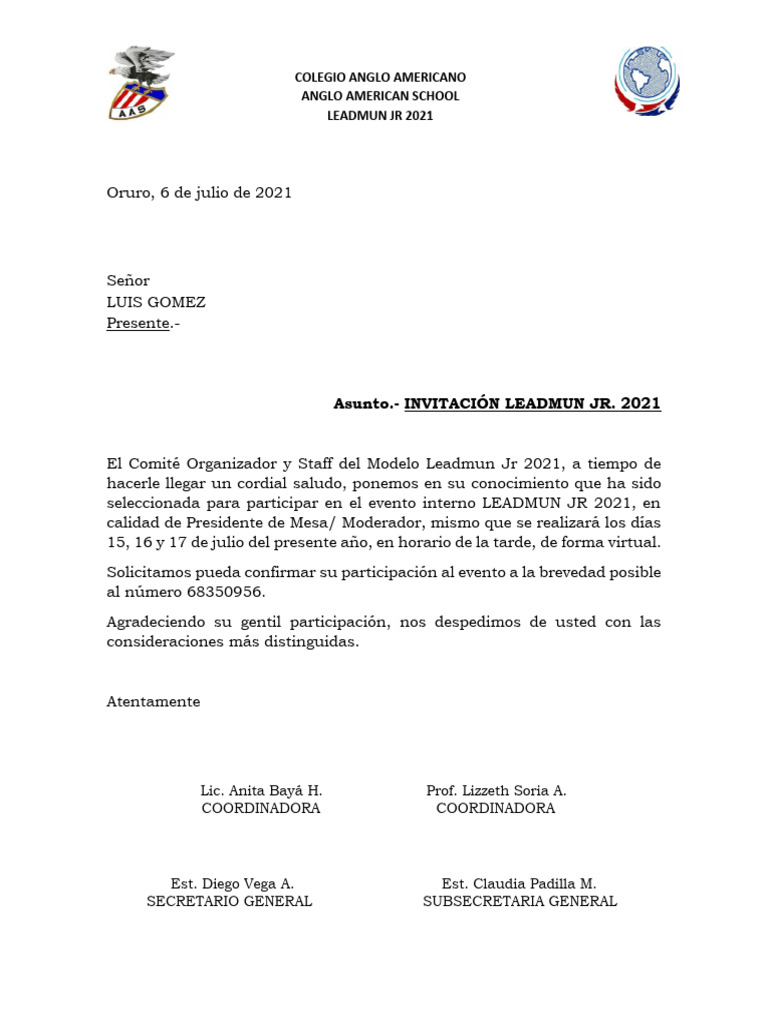 Carta Luis Gomez | PDF