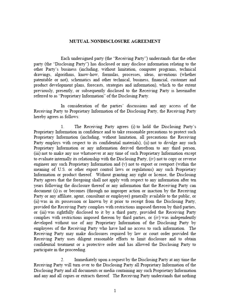 Mutual NDA - 2023 | PDF