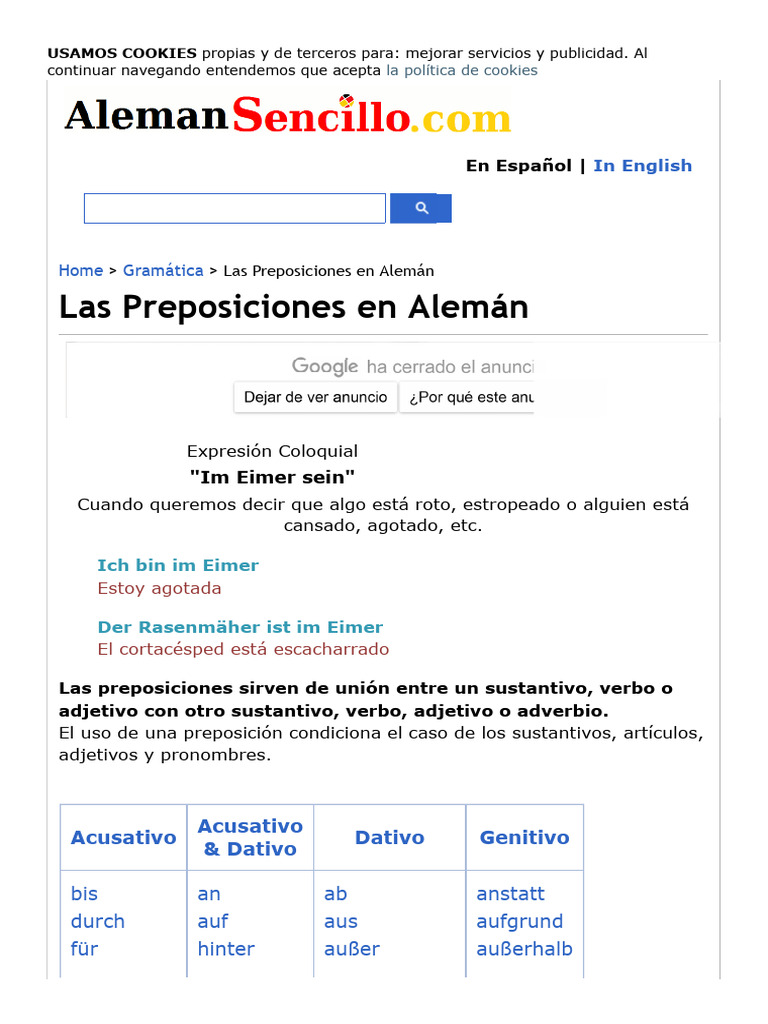 Las Preposiciones en Alemán | PDF | Unidades Semánticas | Morfología