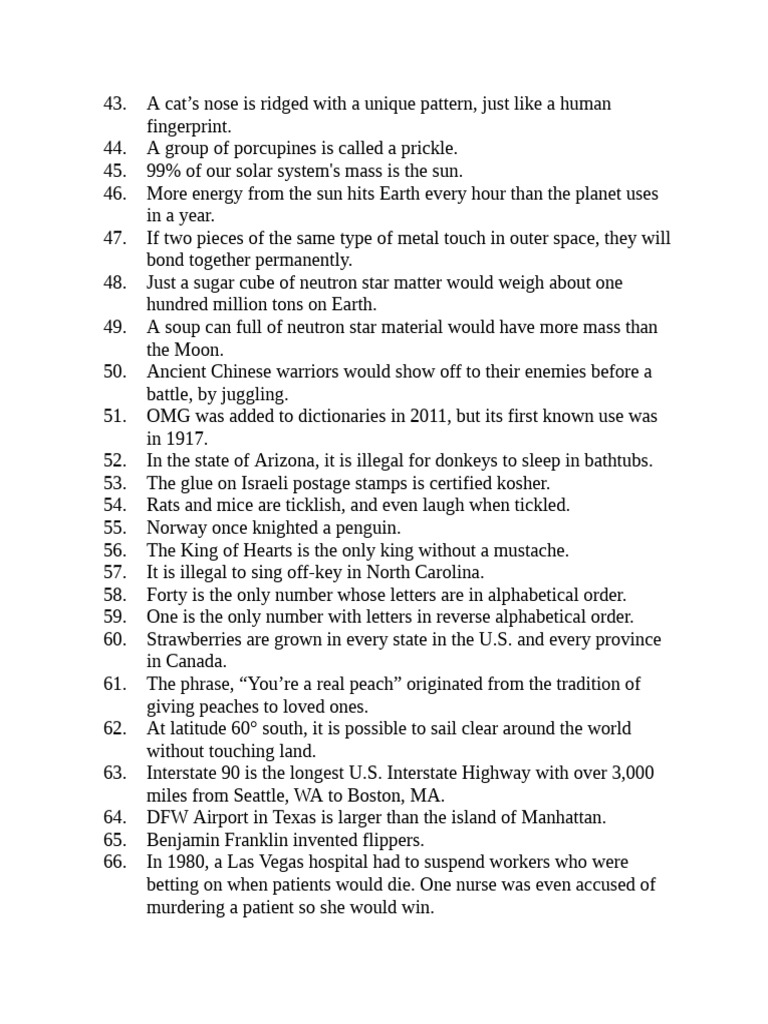 Interesting Facts 1 | PDF