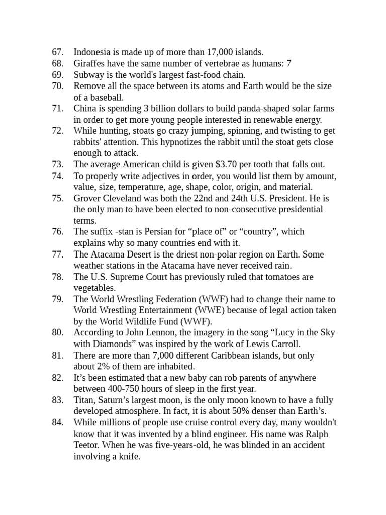 Interesting Facts 2 | PDF